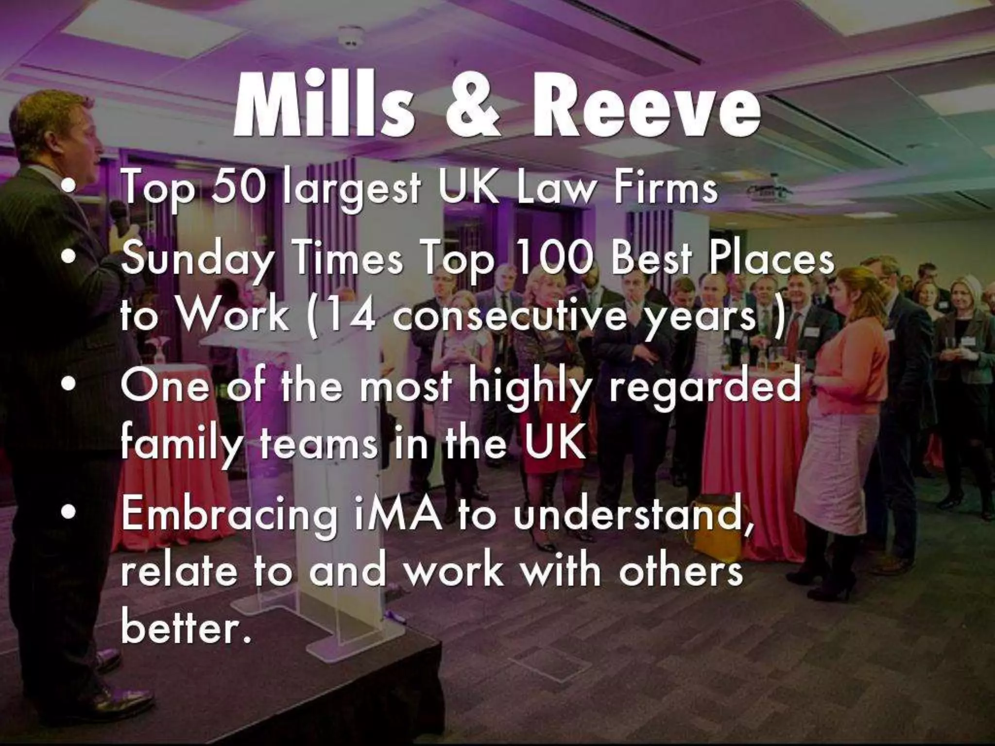 Combination Reaction: Alison Bull + iMA + Mills & Reeve | PPT