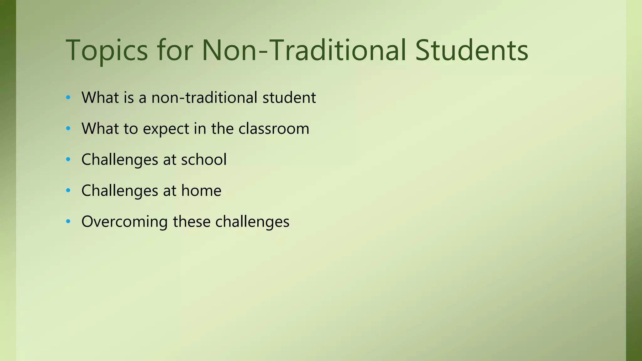 Non-Traditional Student Success | PPT