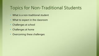 Non-Traditional Student Success | PPT