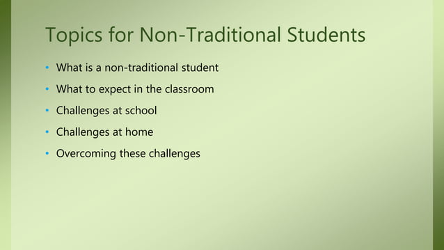 Non-Traditional Student Success | PPT