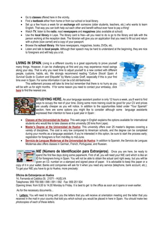 Welcome pack Language Assistants | PDF