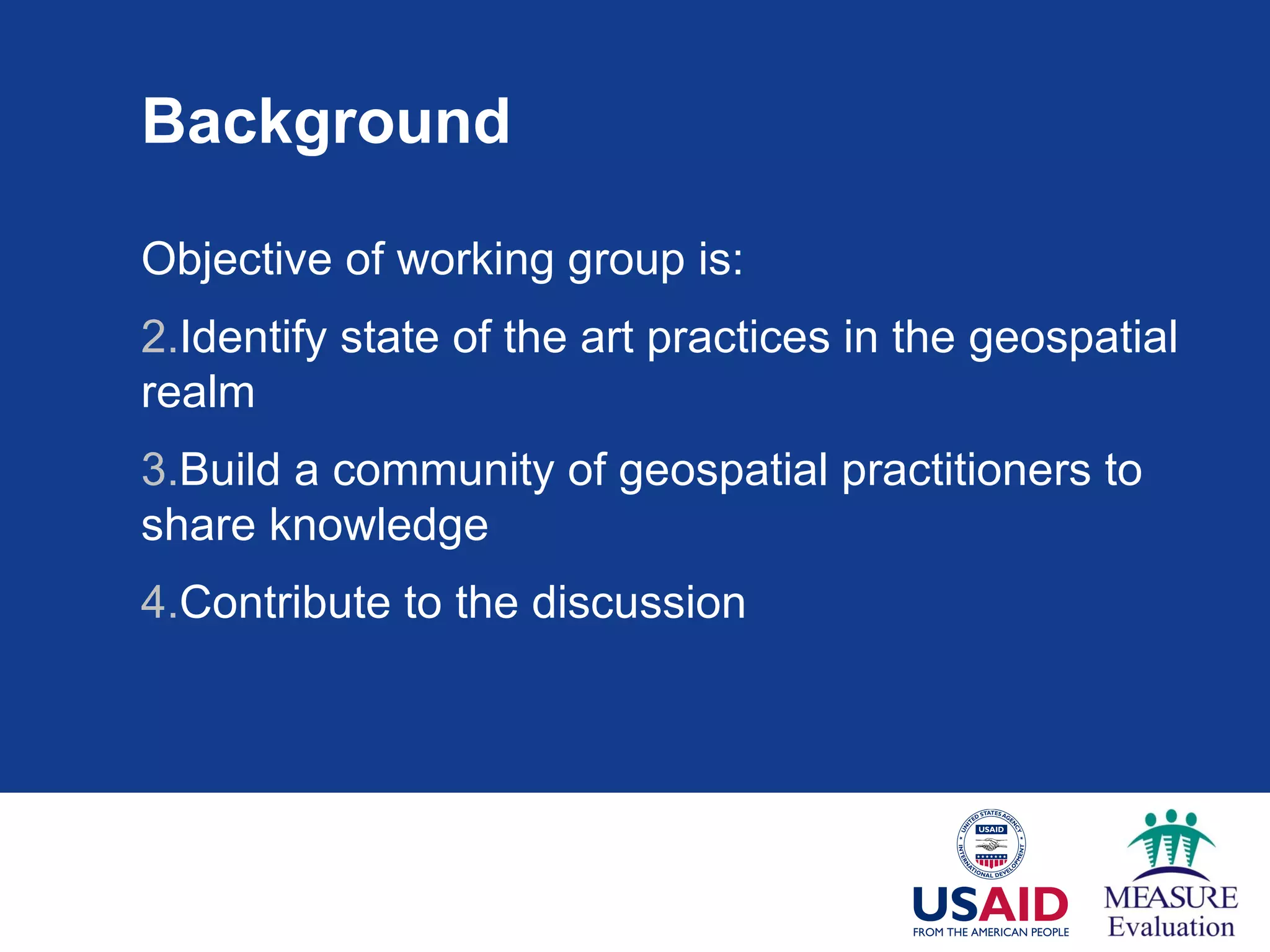 MEASURE GIS Working Group Meeting - Welcome and Overview | PPT
