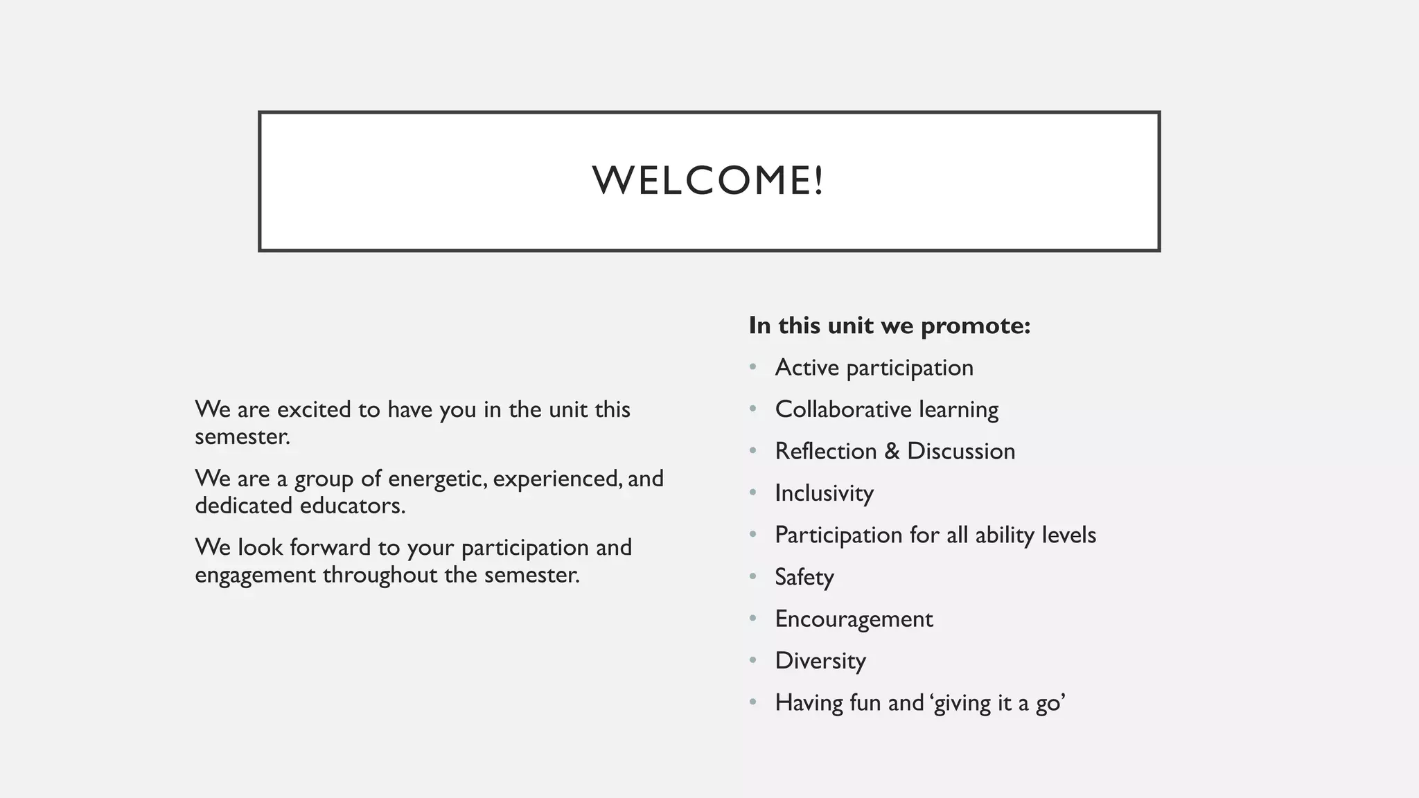 Welcome Presentation 2H 2018 | PPT