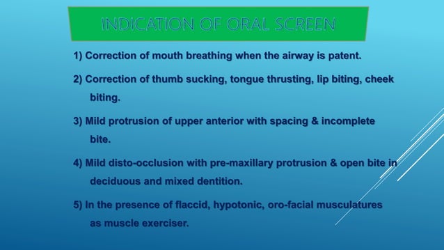 Oral screen and mixed dentition appliance | PPTX | Dental Health ...