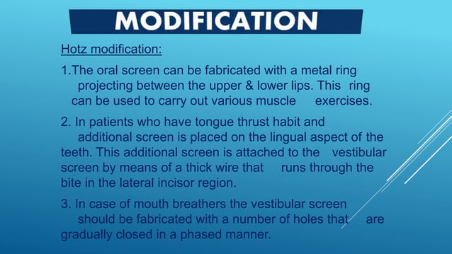 Oral screen and mixed dentition appliance | PPTX | Dental Health ...