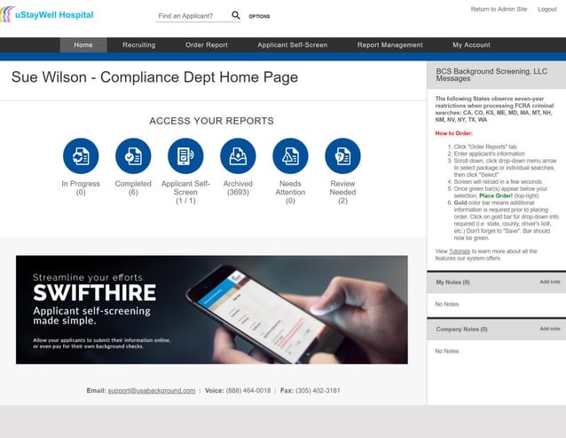 BCS Background Screening - User Home Page | PPT