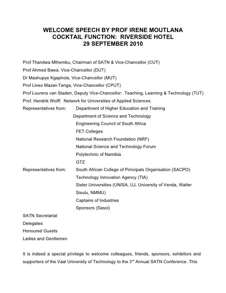 SATN Conference 2010 - Welcome speech by Prof Moutlana