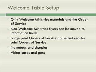 Welcome Table Training | PPT