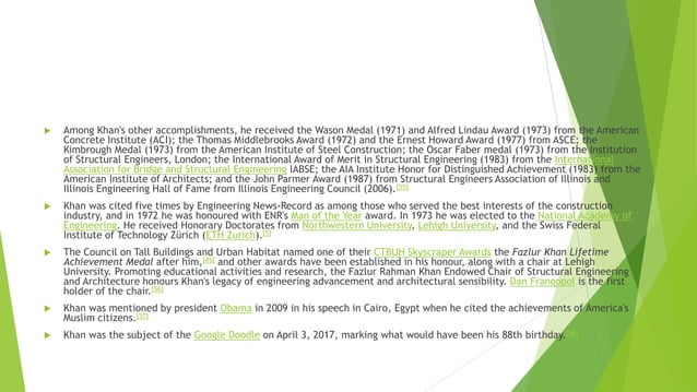 Fazlur Rahman Khan | PPTX | Civil Engineering Industry | Industries