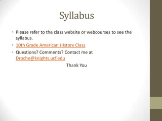 Welcome to american history class online! | PPTX