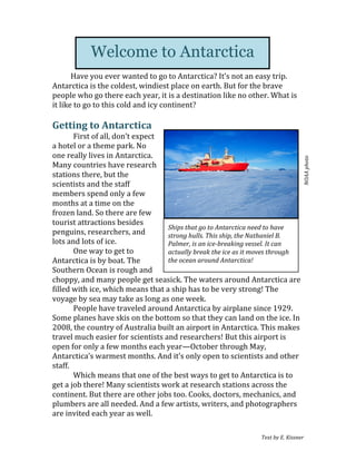 Welcome to Antarctica: Informational Text | PDF
