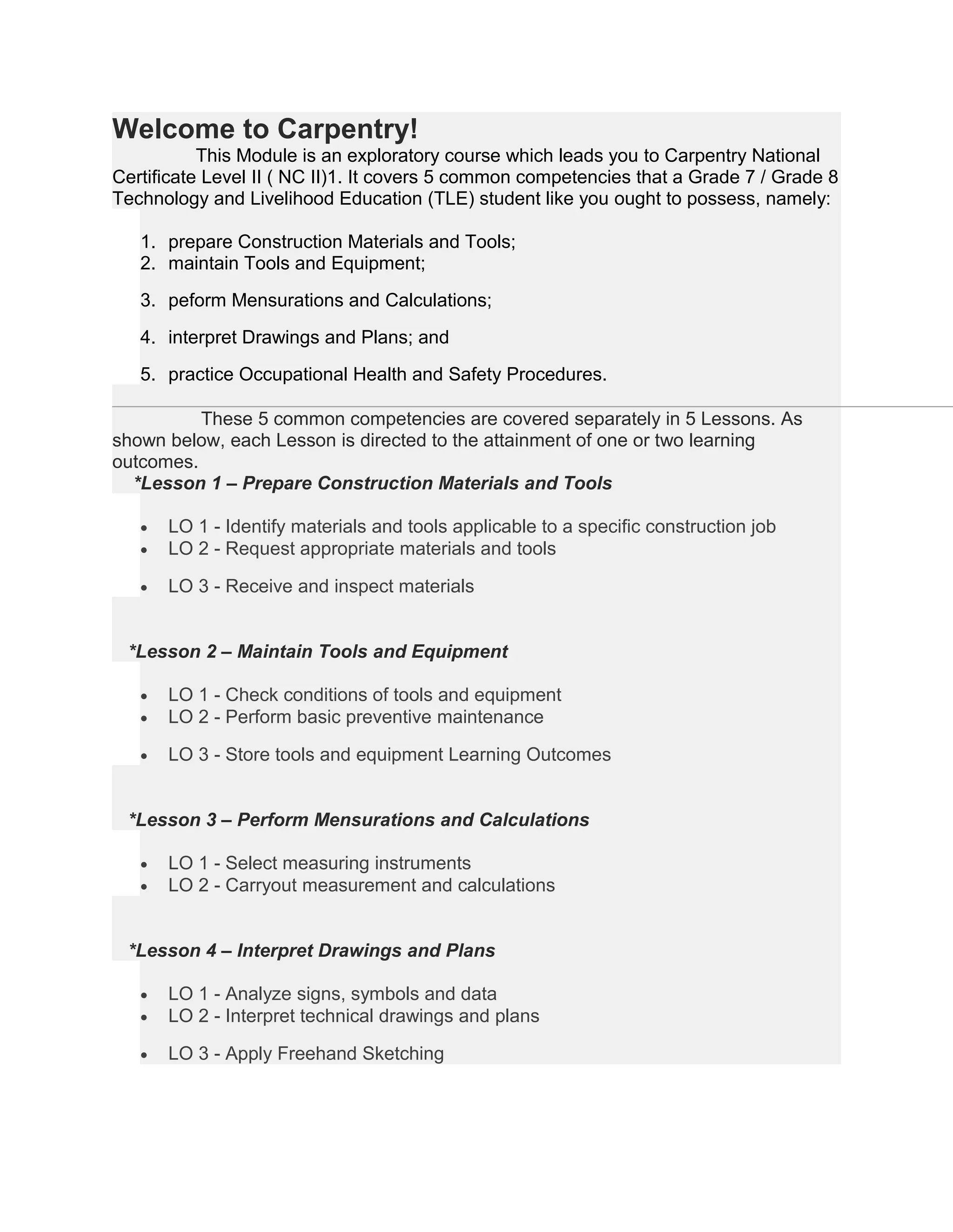 Welcome to carpentry | DOC