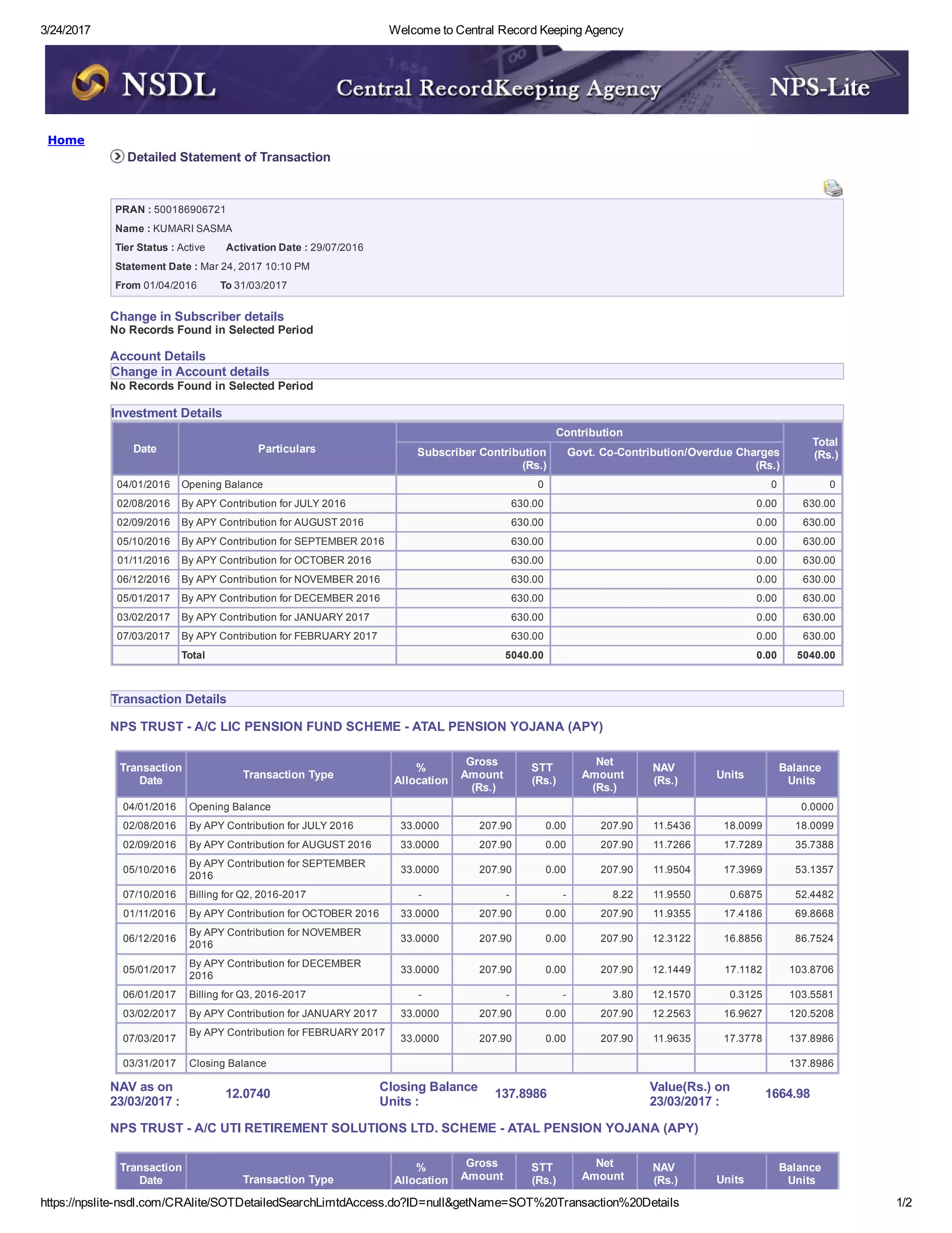 Welcome to central record keeping agency statment | PDF
