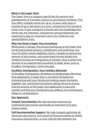 Excalibur Immigration: How We Can Help You Get a Super Visa to Bring ...