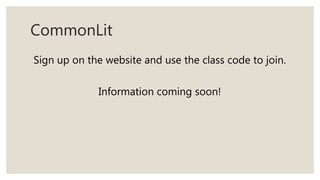 Welcome to English I 2019 | PPT