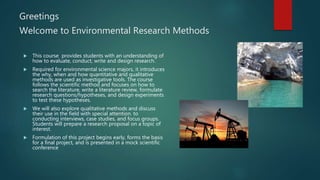 Welcome to environmental research methods | PPTX