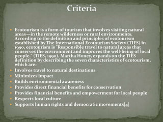 ecotourism evs project | PPTX