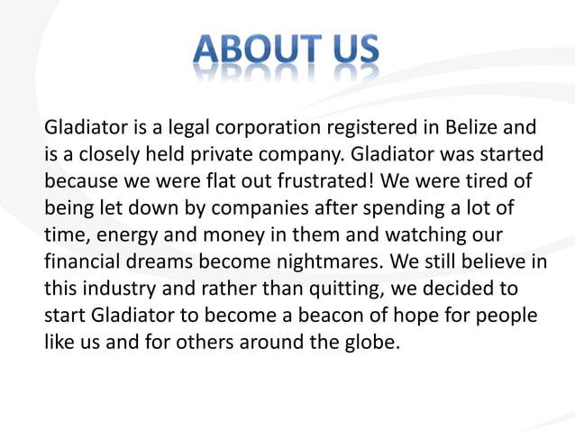 Welcome to Gladiator Group | PPT