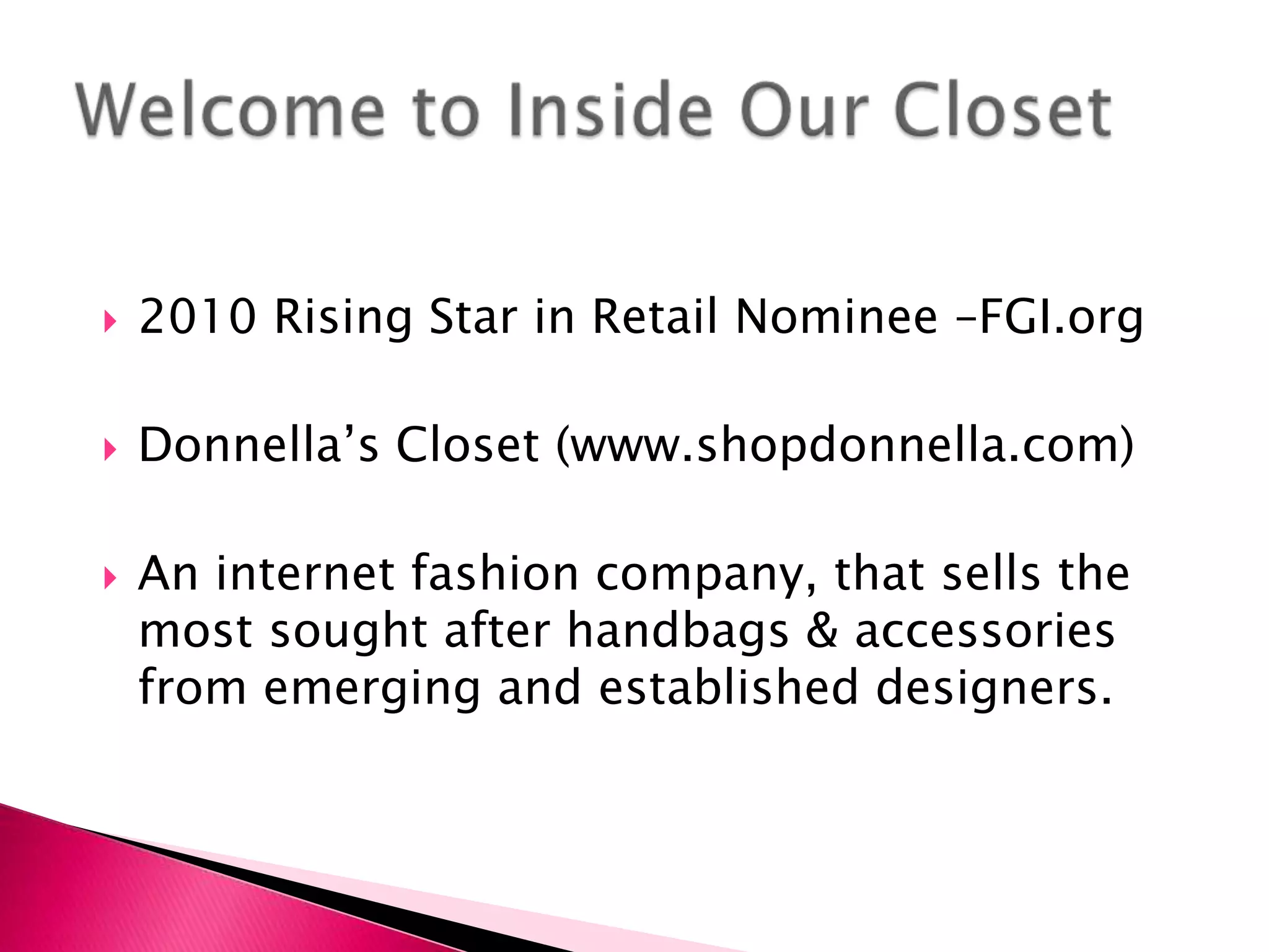 Welcome To Inside Our Closet Presentation | PPTX