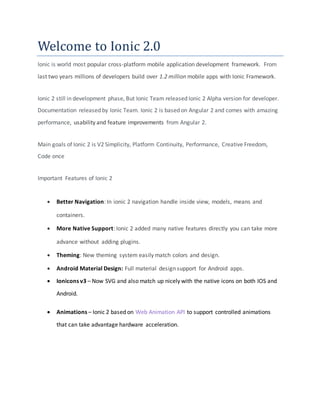 Welcome to ionic 2 | DOCX | Mobile Games | Video Gaming