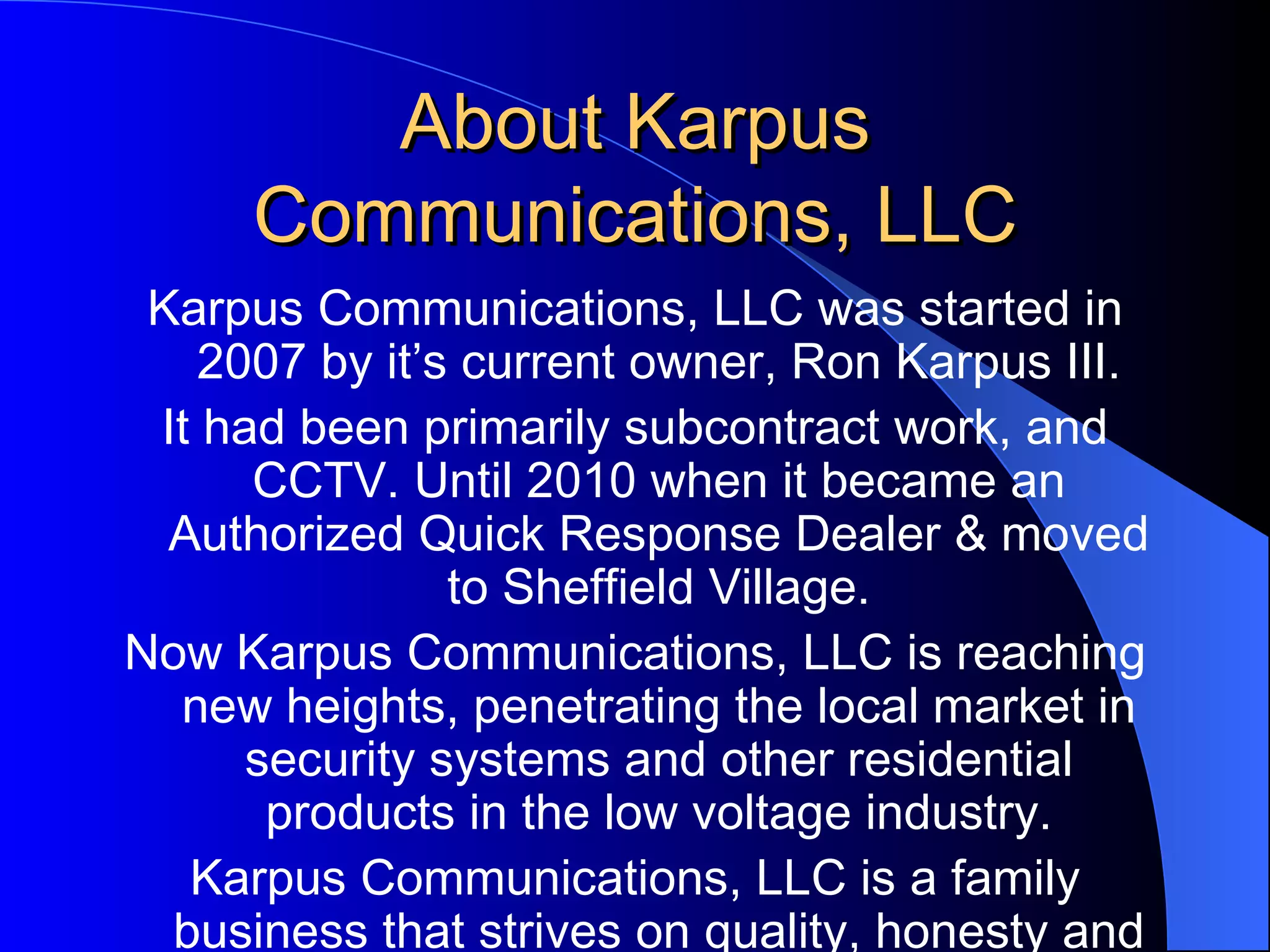 Welcome To Karpus Communications