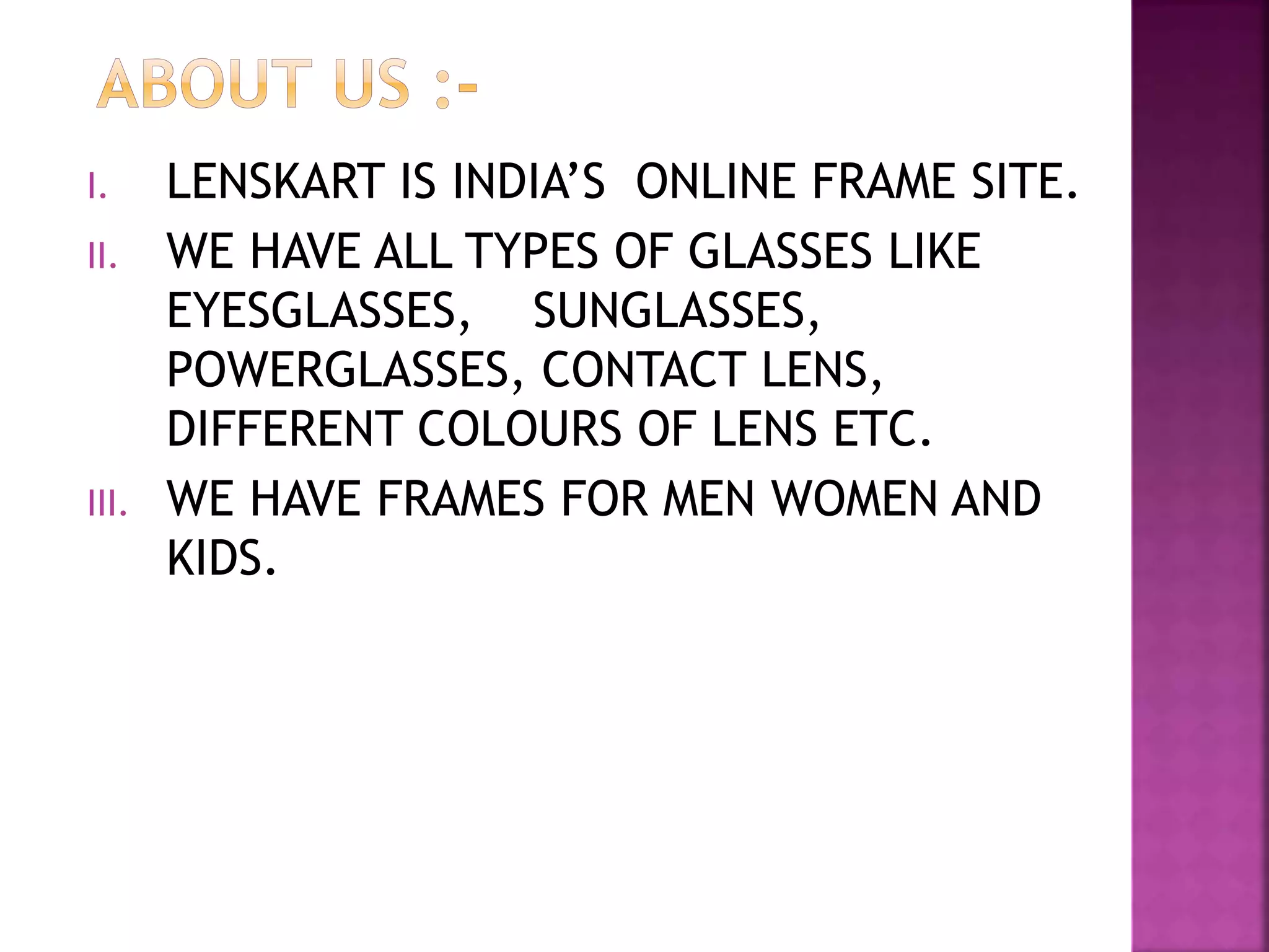 Welcome to lenskart | PPTX