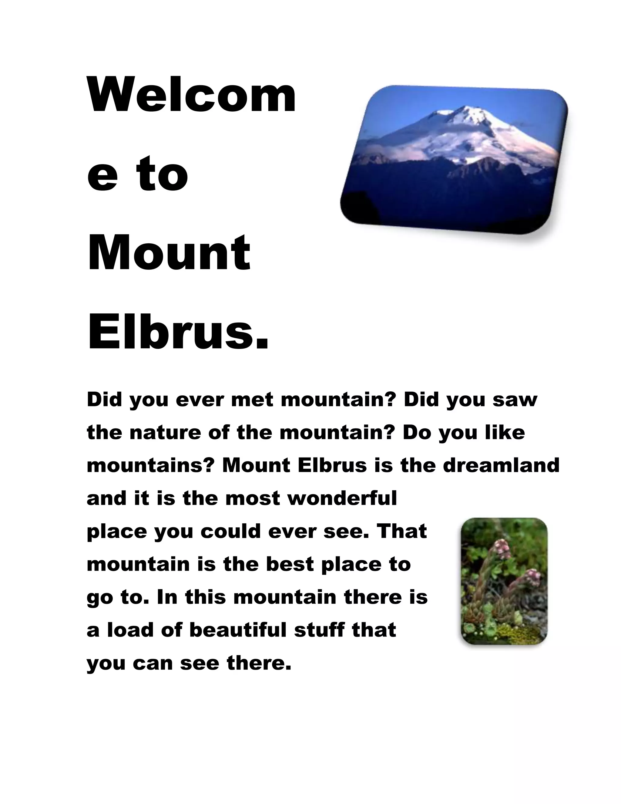 Welcome To Mount Elbrus | DOCX