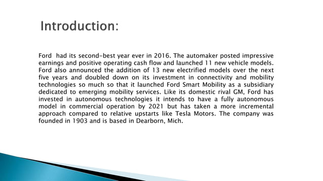 Welcome to my presentation ford motor company | PPT
