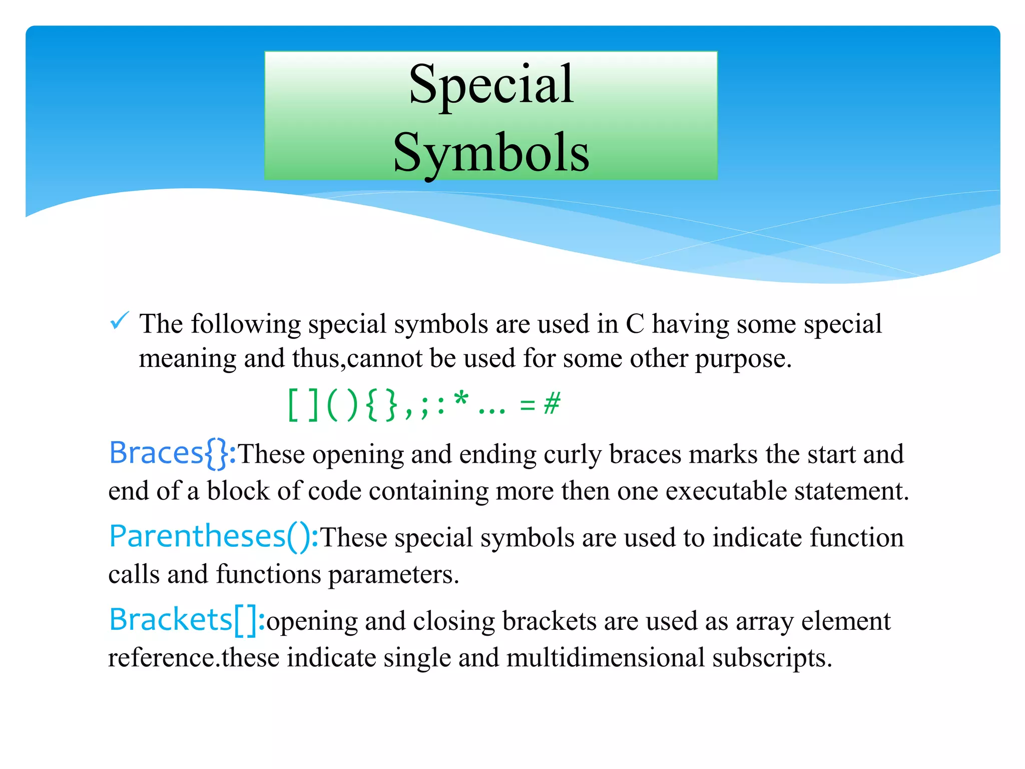 C Tokens | PPTX | Programming Languages | Computing