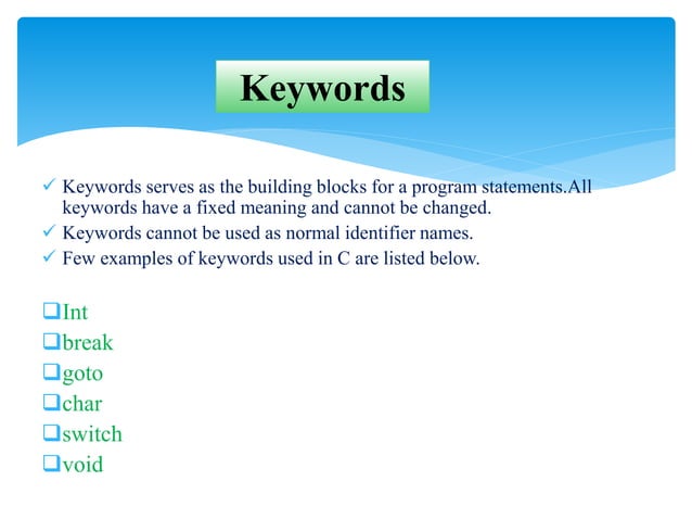 C Tokens | PPTX | Programming Languages | Computing