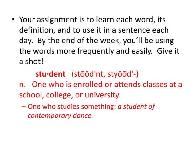 Welcome To Our Weekly Vocabulary Lesson | PPTX | Homework and Study ...