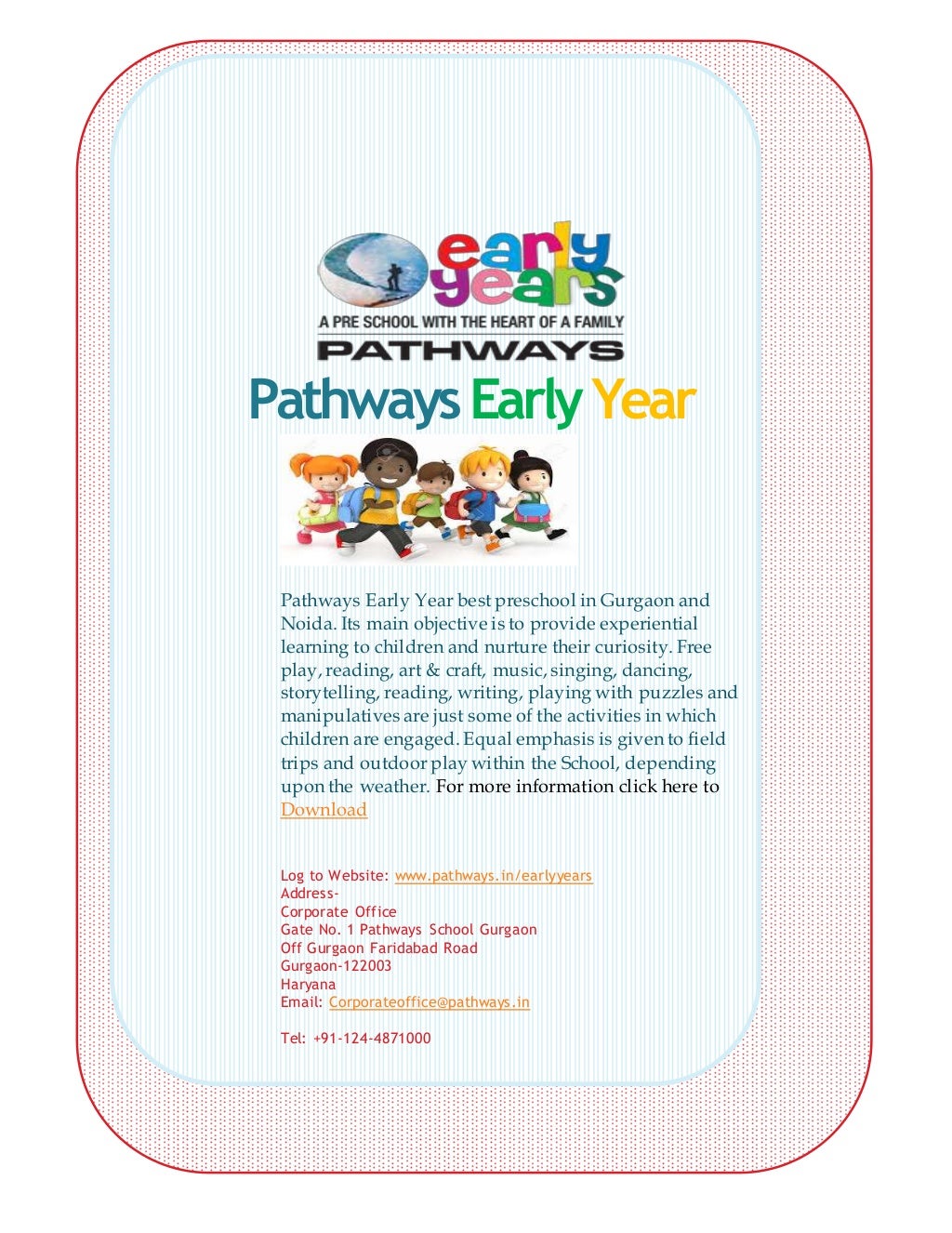 Welcome to pathways early year preschool in gurgaon and noida