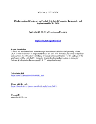 13th International Conference on Parallel, Distributed Computing Technologies and Applications ...