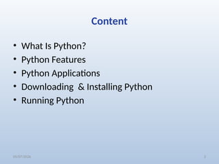 Comprehensive Introduction to Python Programming Language and Setup | PPTX