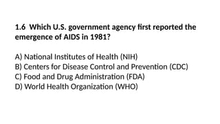 Quiz - Awareness and protection from HIV/ AIDS | PPTX