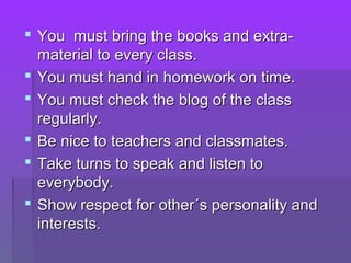 Welcome to the english class | PPT
