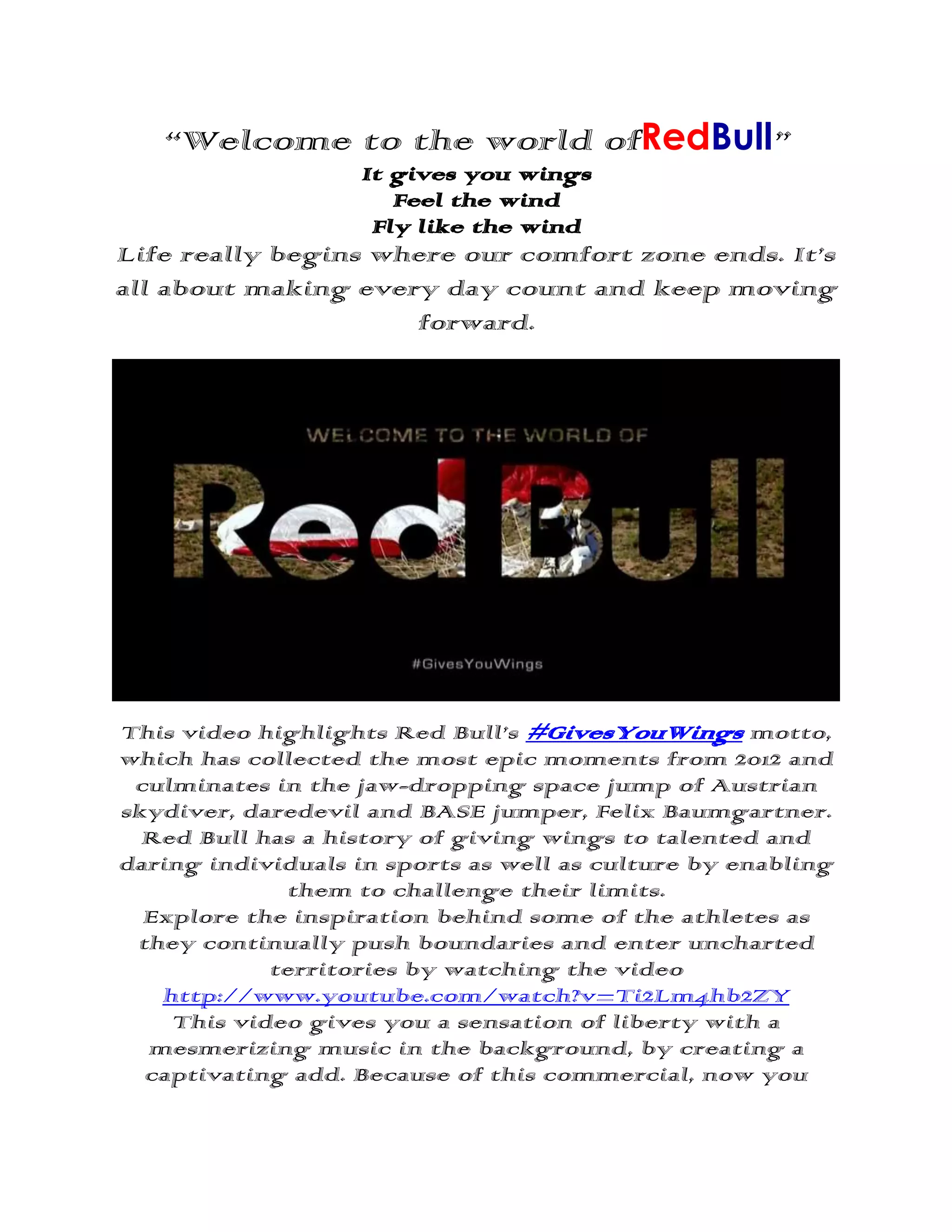 Welcome to the world of RedBull | DOCX | Sports