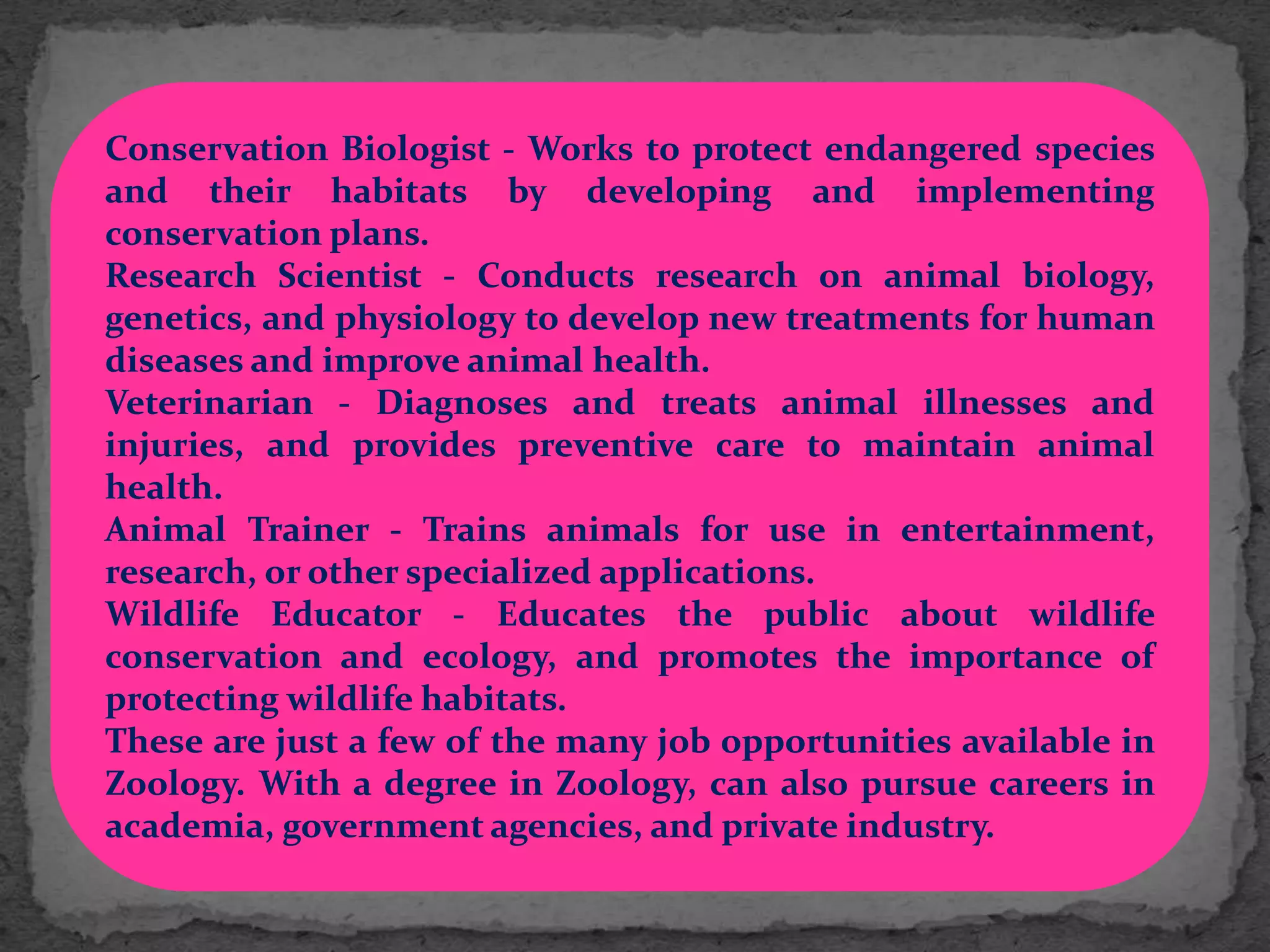 WELCOME TO THE WORLD OF ZOOLOGY.pptx | Biological Sciences | Science