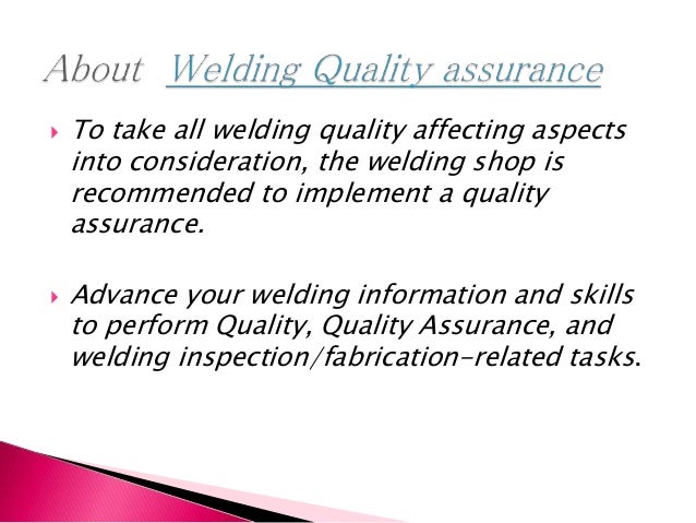 Welcome to welding quality assurance