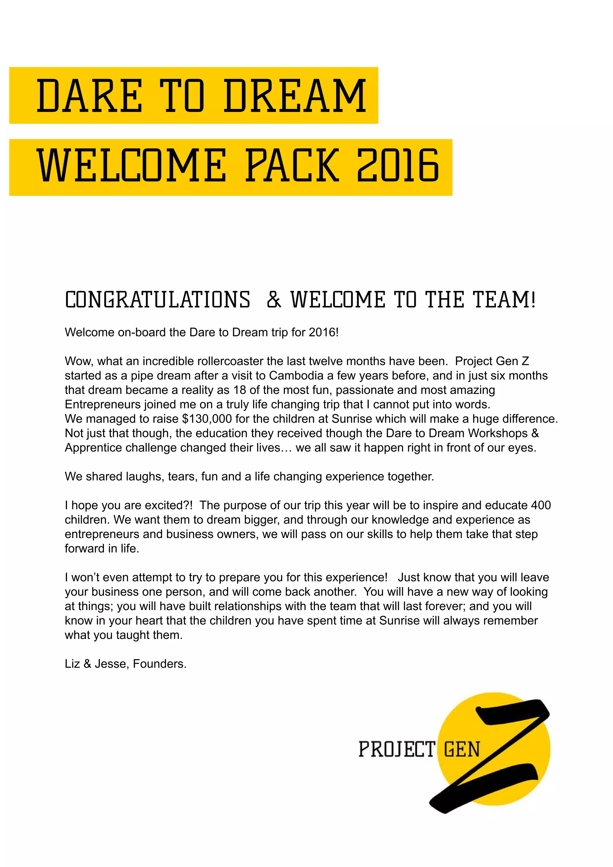 Project Gen Z Welcome Pack | PDF