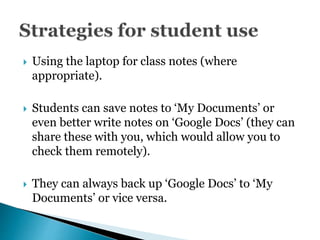 Welcoming laptops into the classroom | PPTX