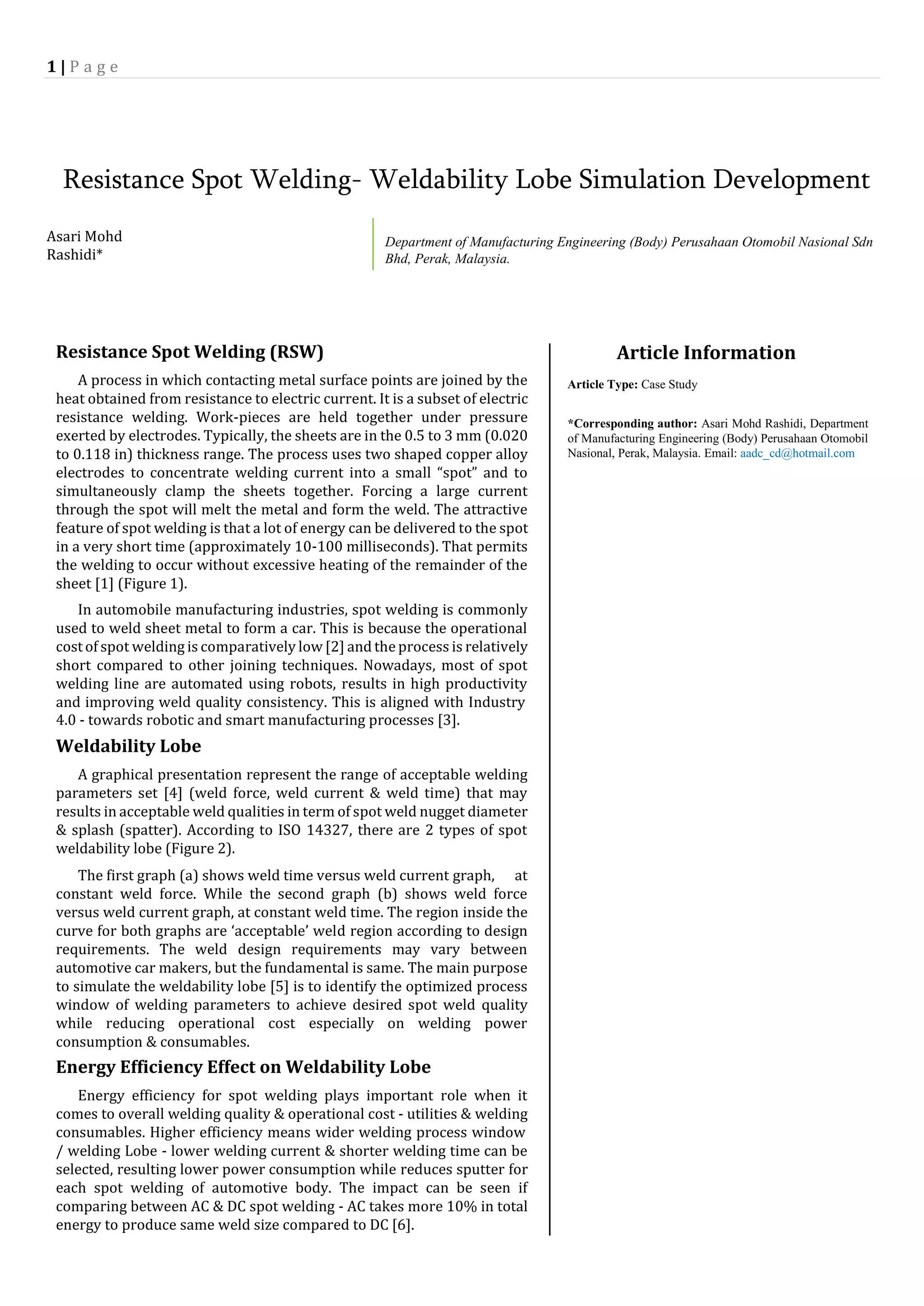Resistance Spot Welding - Development of Simulation Tool for Engineers ...