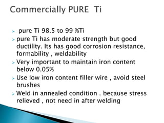 Weldability of ni & ti alloys | PPTX