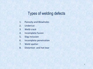 Weld Defects: Types of welding defects and cause | PDF
