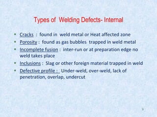 Weld Defects: Types of welding defects and cause | PDF