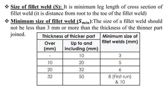 design of fillet welds and design specifications | PPTX