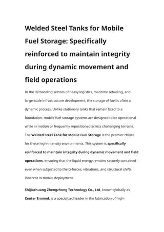 Welded Steel Tanks for Mobile Fuel Storage Specifically reinforced to ...