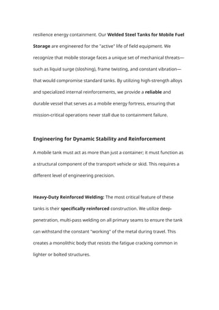 Welded Steel Tanks for Mobile Fuel Storage Specifically reinforced to ...