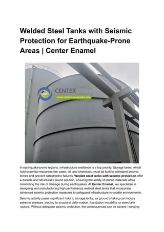 Welded Steel Tanks with Seismic Protection for Earthquake-Prone Areas ...