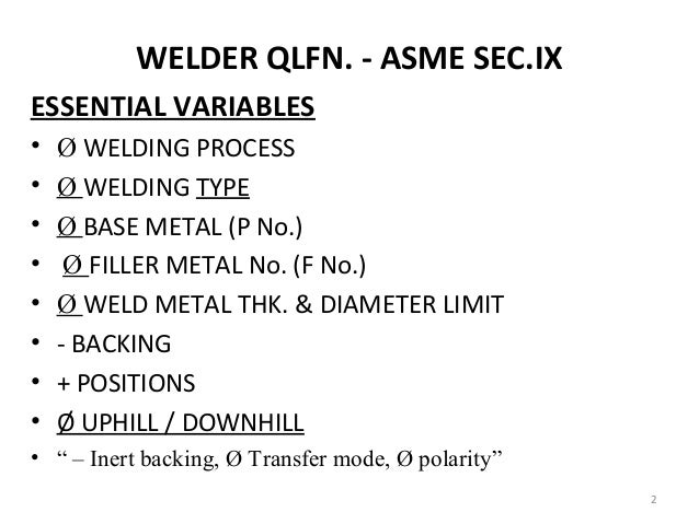 Welder qualification